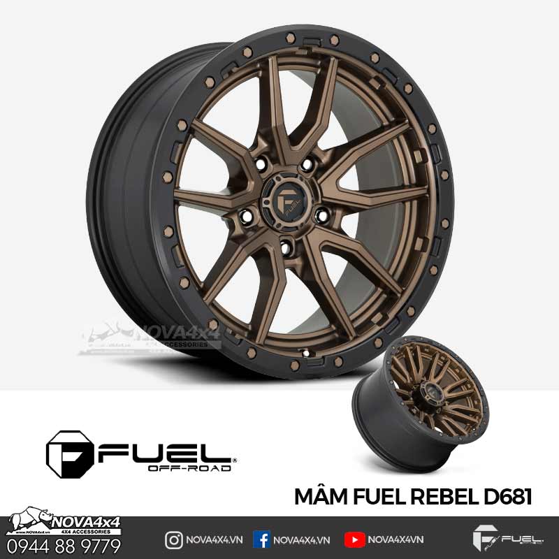 Mâm Fuel Rebel D681 - Mâm độ 17" cho xe bán tải - Design in USA