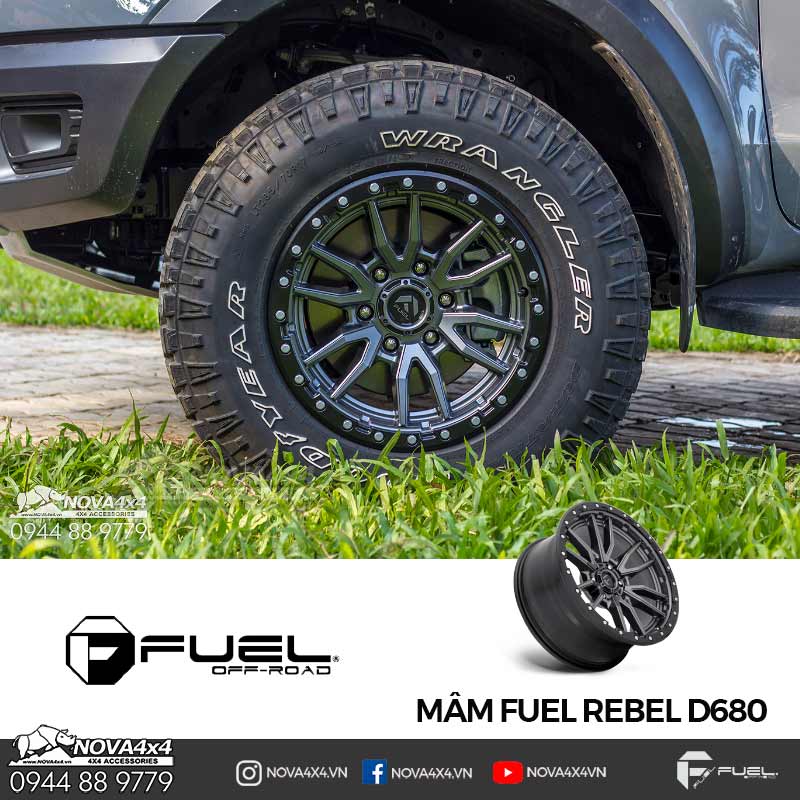 Mâm Fuel Rebel D680 | Màu Ghi kích thước 17" | Design in USA