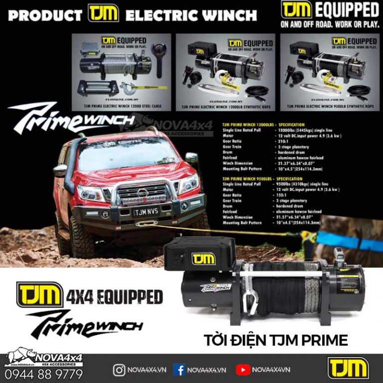 Tời điện TJM Prime 12000 lb (Cáp mềm) - Nova4x4
