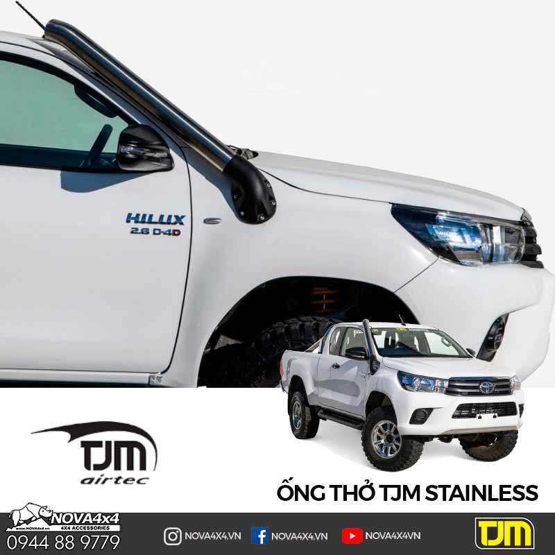 Ống thở TJM Airtec Toyota Hilux vật liệu Thép không gỉ Brushed 316