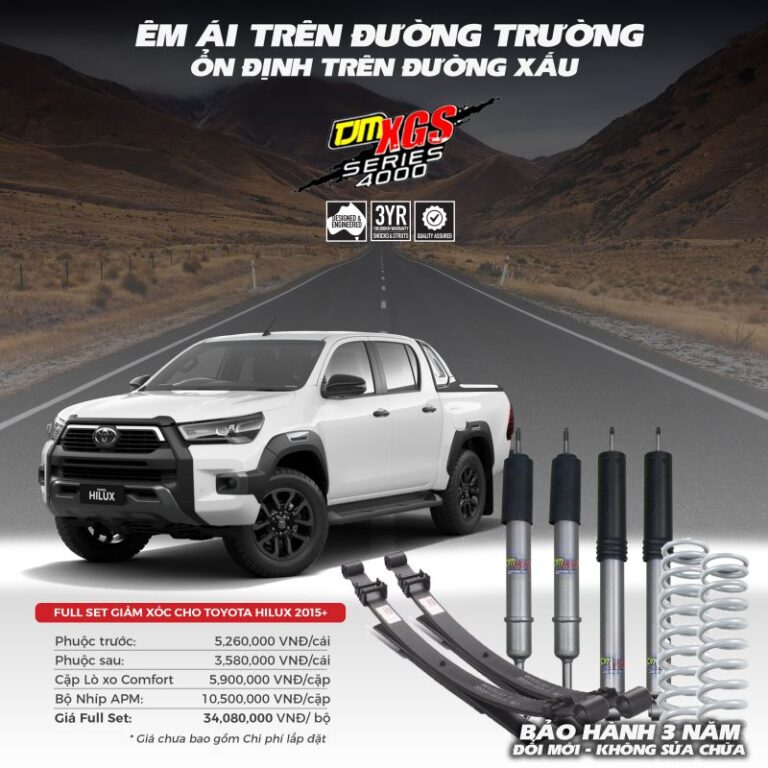 Full Set Giảm xóc Toyota Hilux với Phuộc TJM Comfort và Nhíp APM