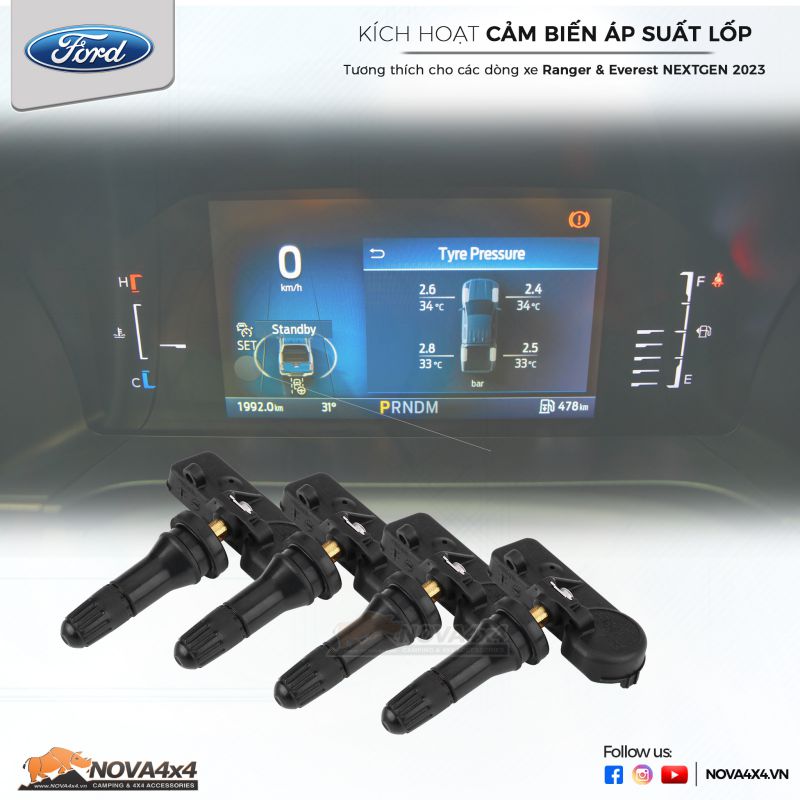 Kích hoạt và lắp đặt cảm biến áp suất lốp cho Ford Next Gen 2023 - Nova4x4