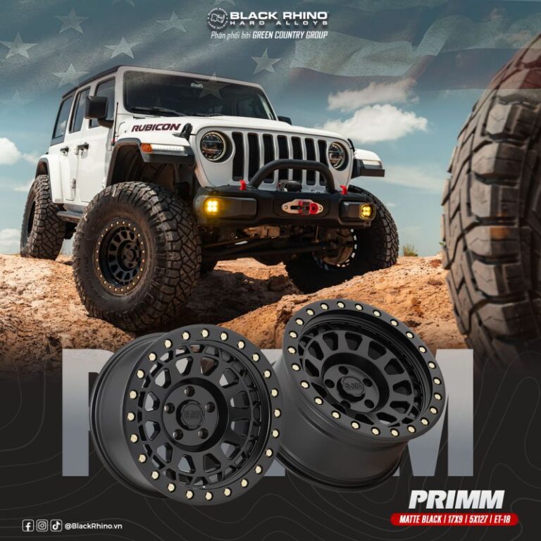 Mâm Black Rhino Primm cho Jeep 17×9 | 5x127 | ET-18 | CB71.5 (Đen mờ ...