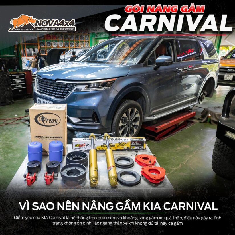 Giới thiệu SET giảm xóc nâng gầm cho dòng xe KIA Carnival