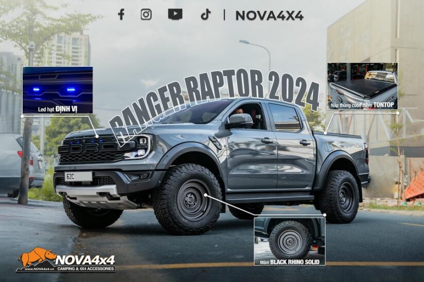Raptor 2024 vừa mới lăn bánh: trang bị Nắp thùng & mâm Black Rhino ...