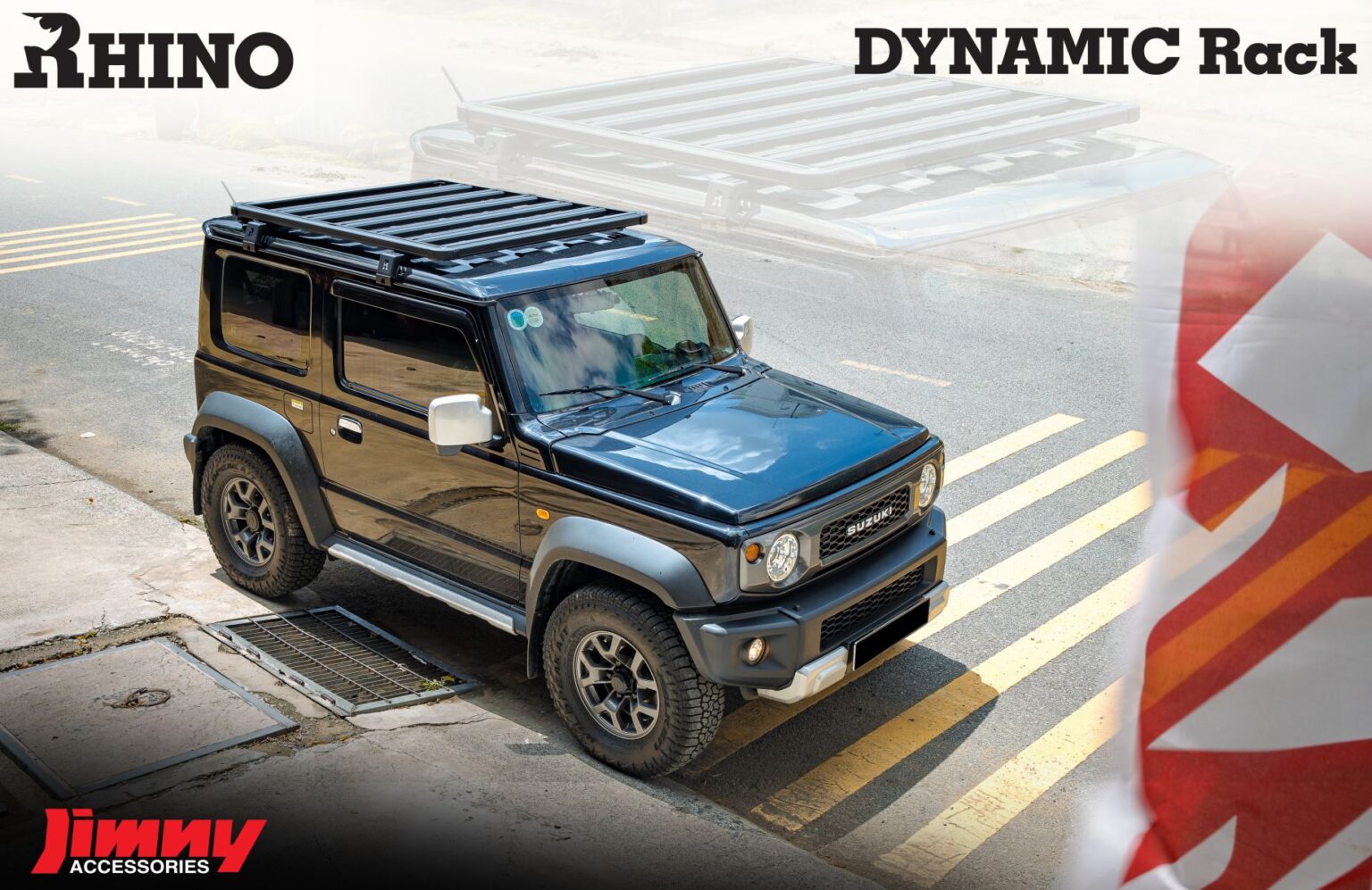 Baga mui Rhino Dynamic Rack bằng Nhôm cho xe Suzuki Jimny 2018-ON - Nova4x4